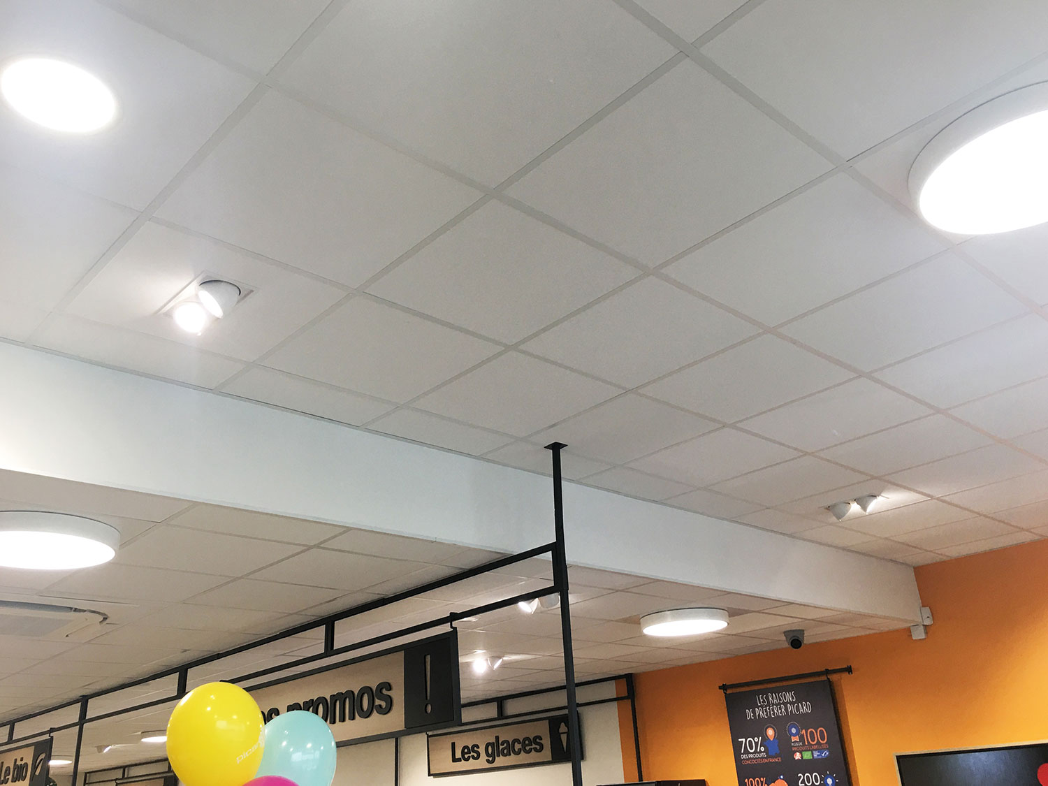 Installation ceilings at Picard shops (France) · Rouveure Marquez